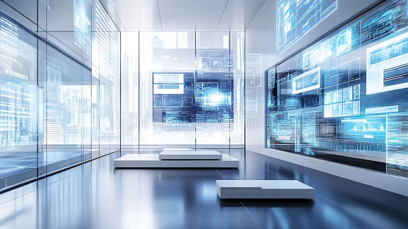 Futuristic Data Center Visualization Technology Digital Interface ...
