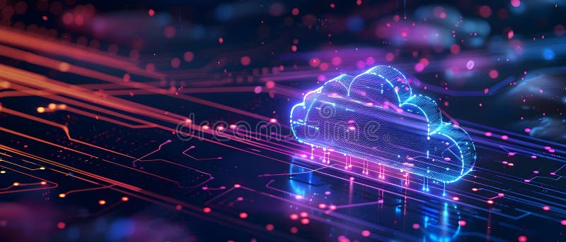Futuristic Data Cloud in Digital Network Streams. Concept Technology Trends, Artificial Stock ...