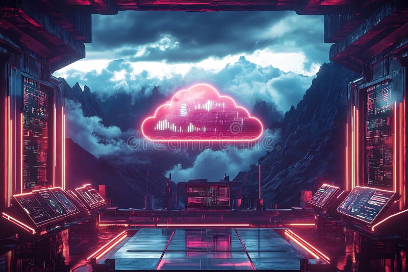 Futuristic Data Cloud Visualization in Retrofuturistic Mountain ...