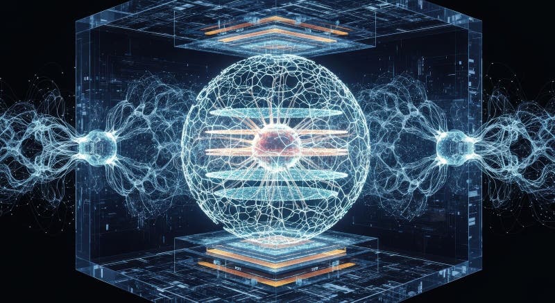 Futuristic Data Core Concept Illustration, Quantum Computing and Advanced Technology Stock Photo ...
