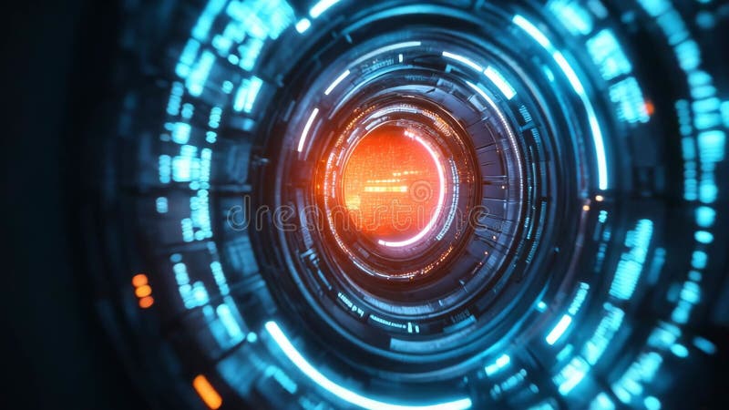 Futuristic Data Core Tunnel, Cybersecurity Concept Stock Footage ...