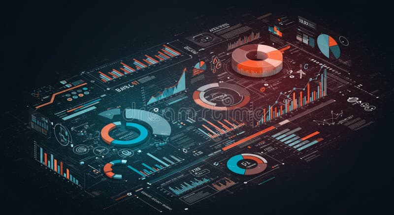 A Futuristic Data Dashboard Displaying Various Charts and Graphs in a Digital Format. Stock ...