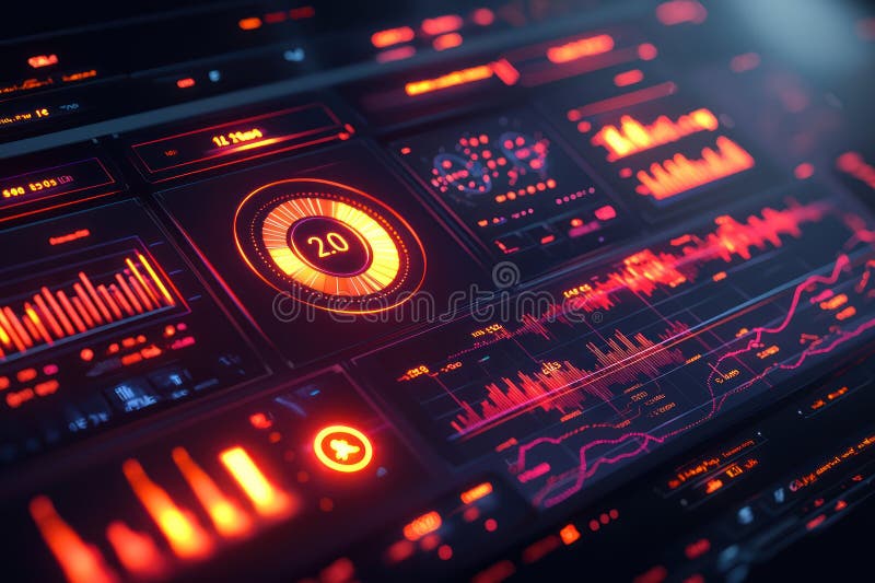Futuristic Data Dashboard with Glowing UI, Showcasing Analytics, Growth ...