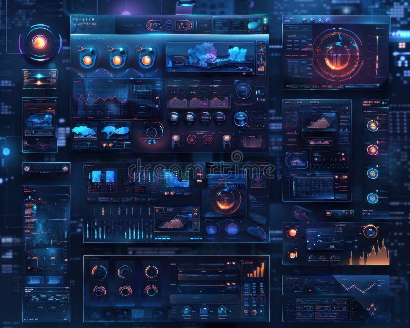Data Dashboard Featuring Various Graphs Charts Dark Futuristic Interface Stock Photos - Free ...