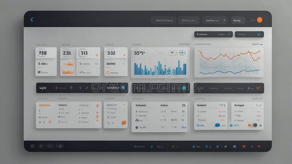 Futuristic Data Dashboard with Interactive UI Design Stock Illustration ...