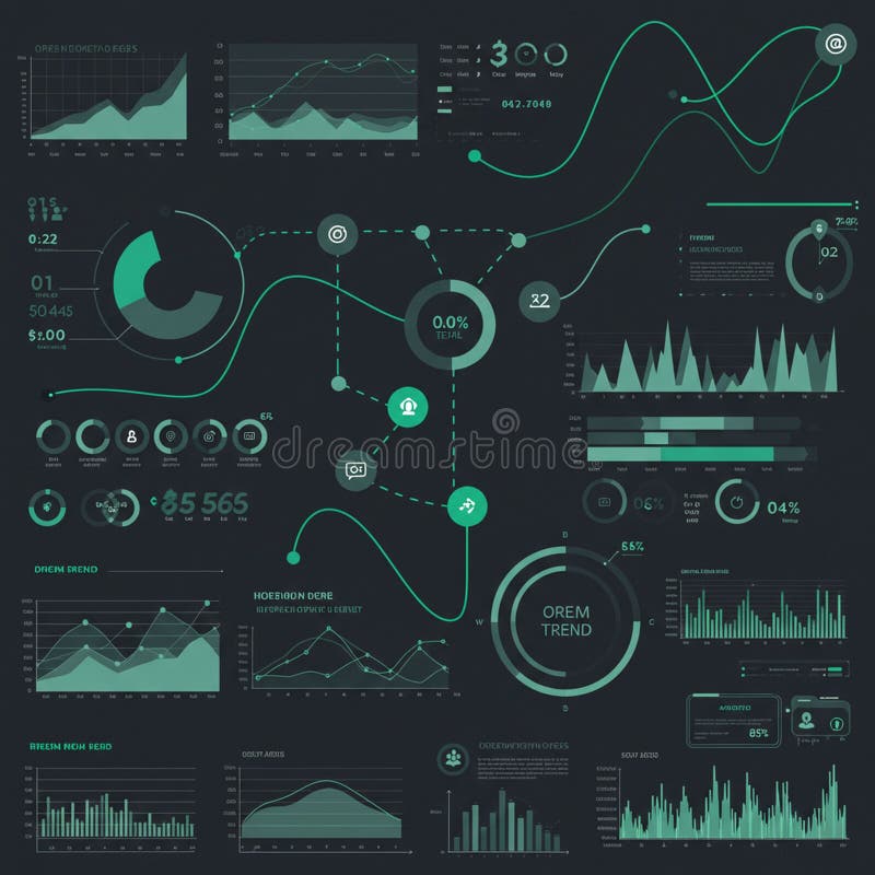 A Futuristic Data Dashboard Visualization with a Dark Background and ...