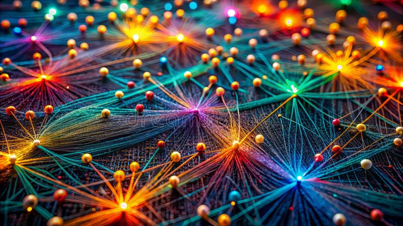 Futuristic Data Exchange Intricate Luminescent Threads on a Dark Canvas ...