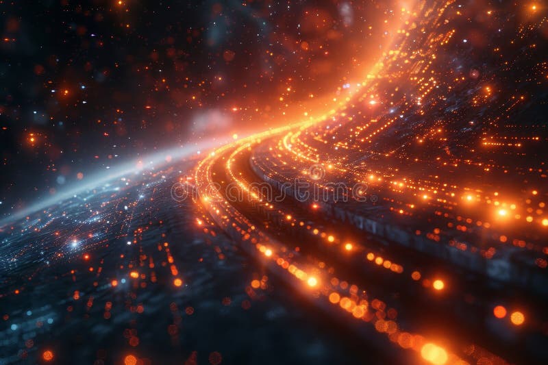 Futuristic Data Flow with Explosion Effect and Neon Rays in Hyper Speed ...