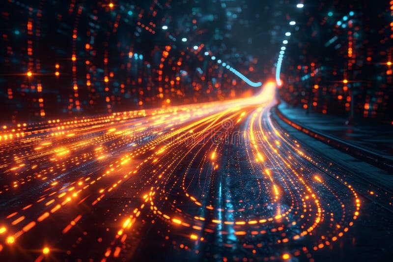 Futuristic Data Flow with Explosion Effect and Neon Rays for Sci Fi ...