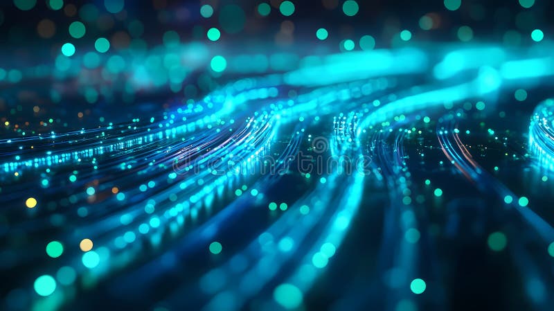 Futuristic Data Flow with Glowing Cables Weaving in Abstract Patterns ...