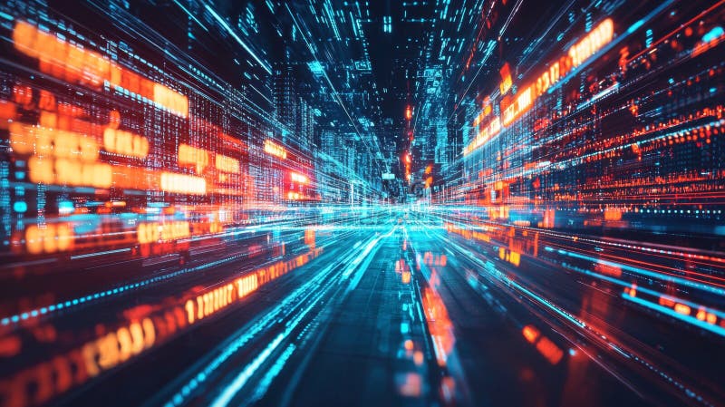 Futuristic Data Flow in a High-tech Digital Environment Stock Image ...