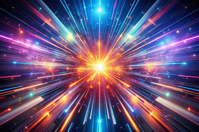 Futuristic Data Flow with Neon Glowing Rays Stock Illustration ...