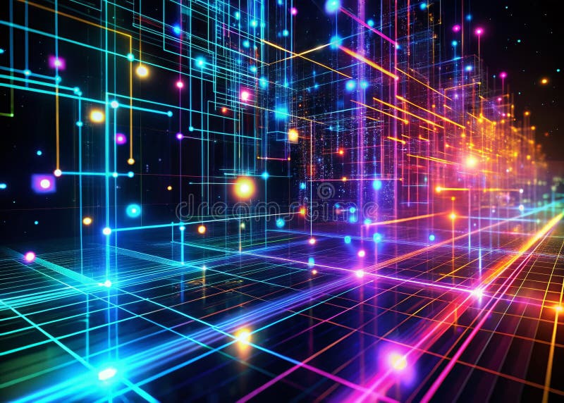 Futuristic Data Grid Animation Dynamic 4K Flight Simulation with ...