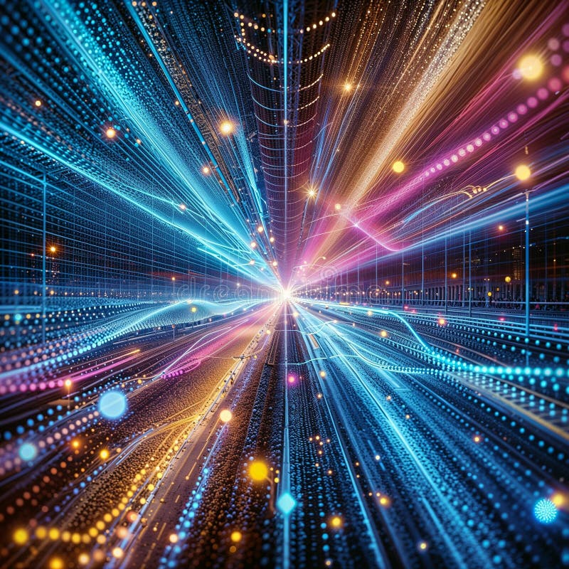Futuristic Data Highway – Abstract Digital Light Streaks Stock Photo ...