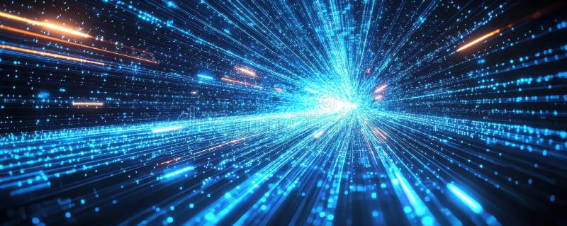 Futuristic Data Highway with Glowing Blue Light and Digital Patterns ...