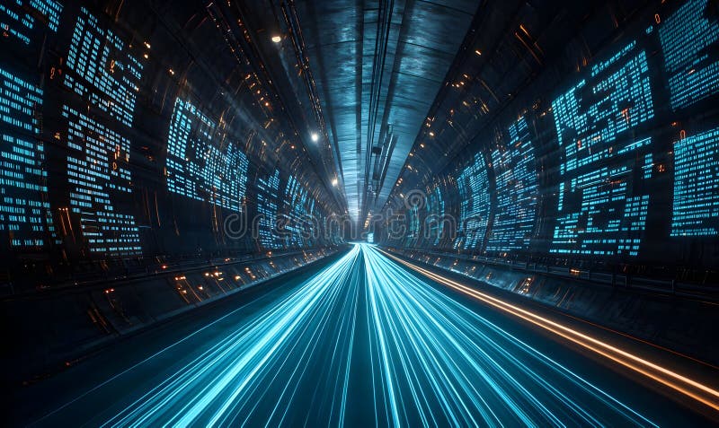 Futuristic Data Highway: Speed and Code in a Digital Tunnel Stock ...