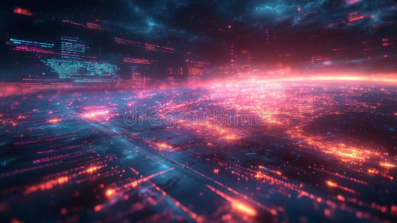 Futuristic Data Horizon stock illustration. Illustration of hightech ...