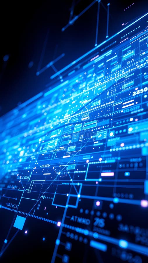 Futuristic Data Interface with Blue Glowing Digital Elements in ...