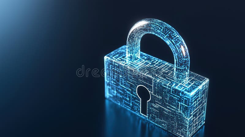 Futuristic Data Lock Made of Holographic Code, Cyber Protection ...