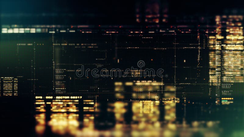 Futuristic Matrix Data Simulation HUD Background Stock Illustration ...