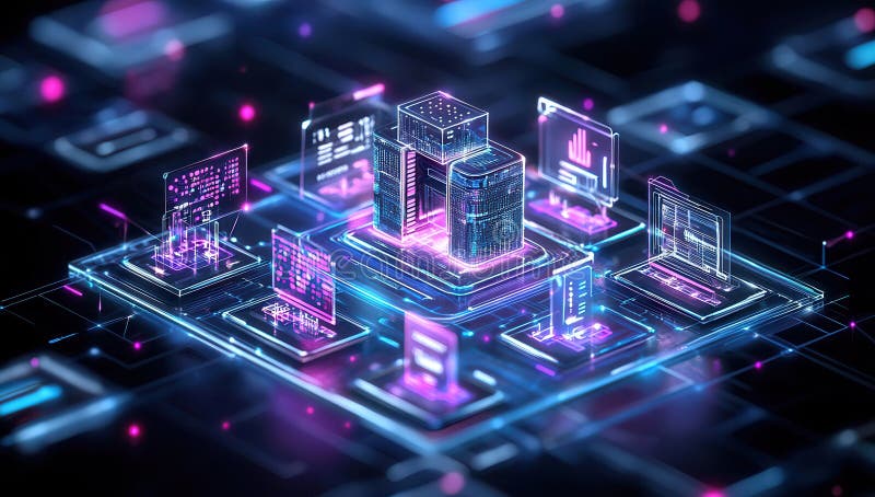 Futuristic Cloud Computing Environment with Data Servers and Network Connections Stock ...