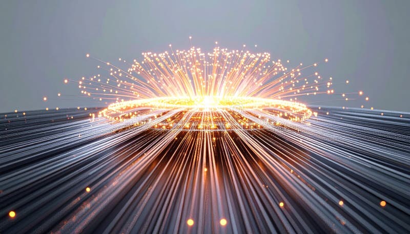 Futuristic Data Network with Energy Light Burst Stock Illustration - Illustration of transfer ...