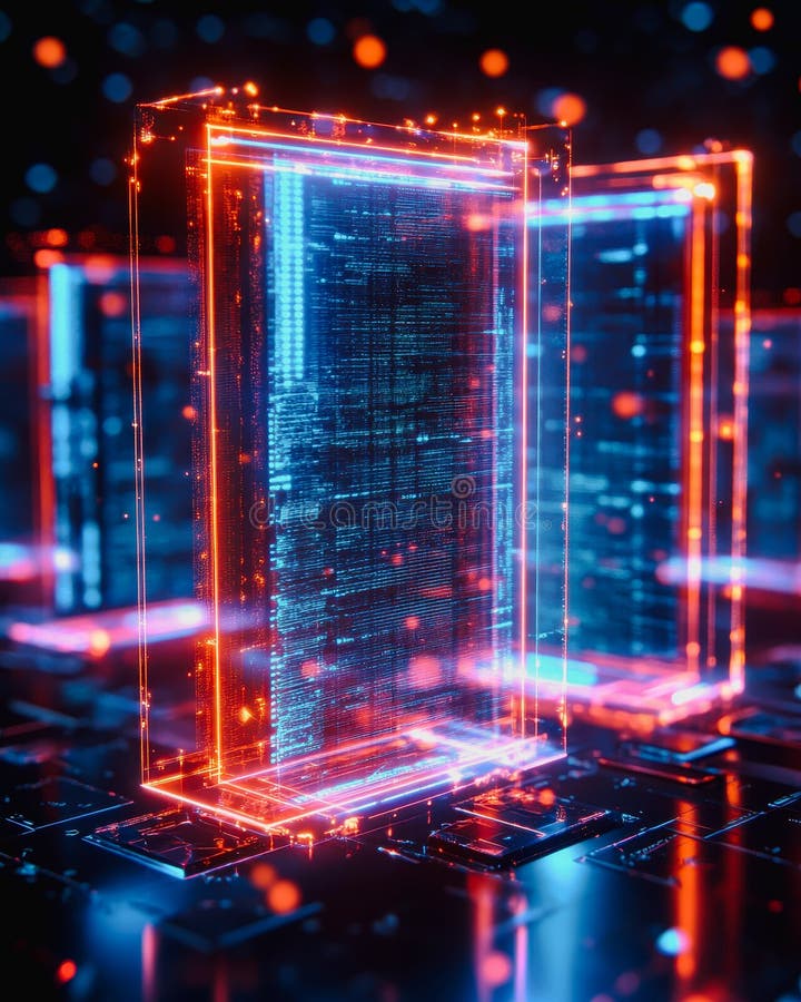 Futuristic Data Network with Floating Documents Stock Photo - Image of ...