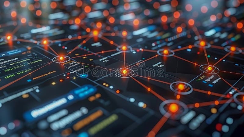 Futuristic Data Network Visualization With Glowing Nodes Stock Illustration Illustration Of
