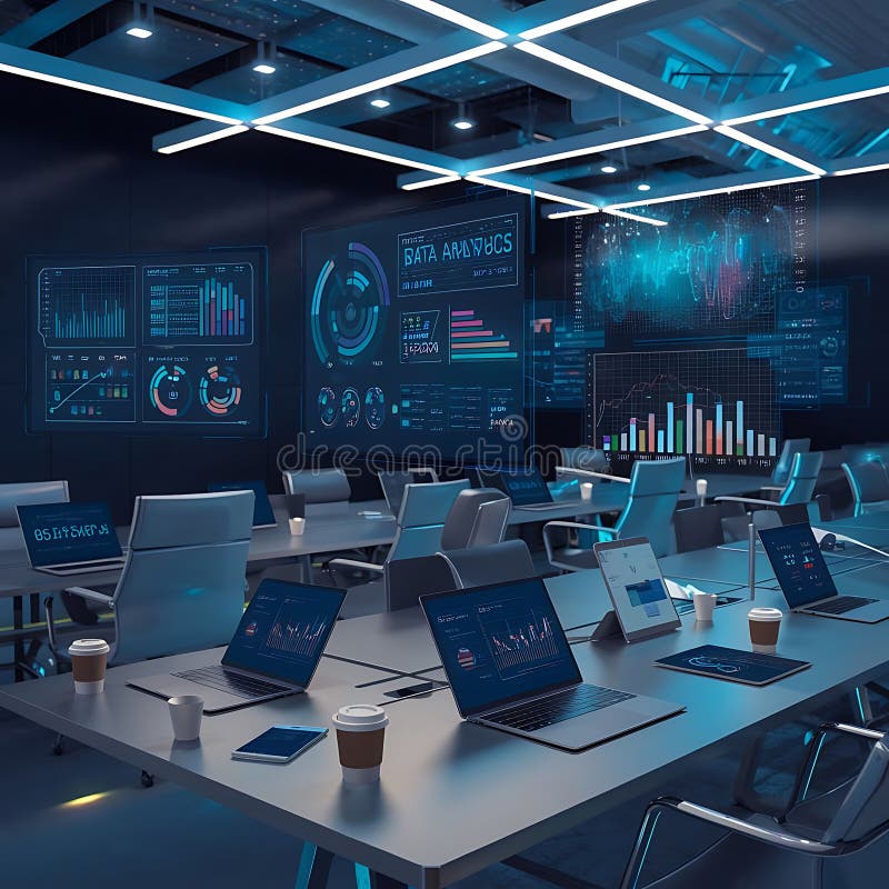Futuristic Data Operations Hub Displaying Global Analytics and Interactive Dashboards Stock ...
