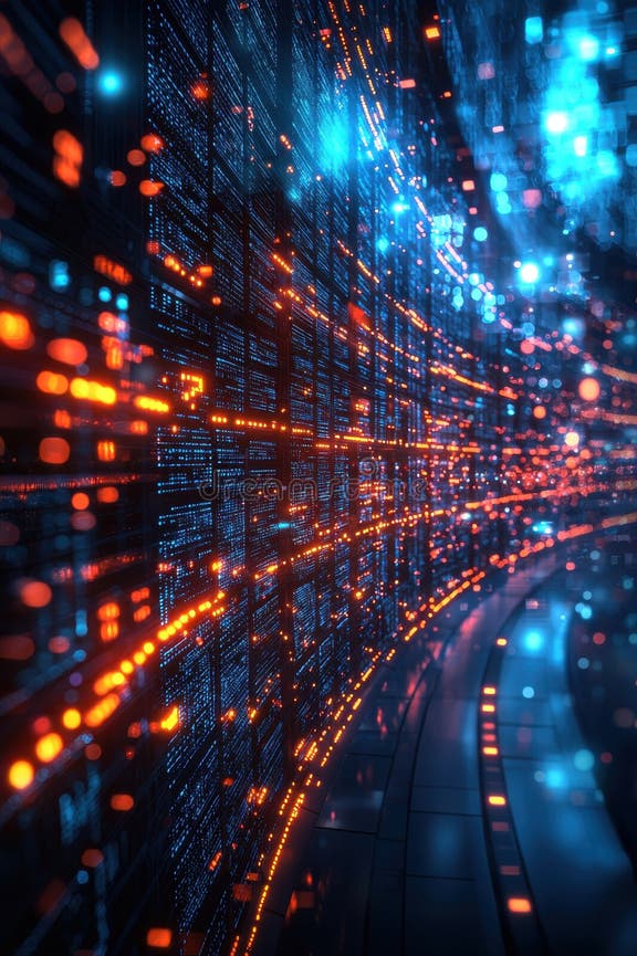 Futuristic Data Pathway with Vibrant Lights and Digital Patterns Stock ...
