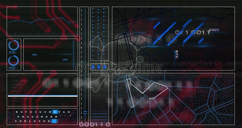 Futuristic Data Processing and Analysis Animation Over Digital Maps and Graphs Stock Footage ...