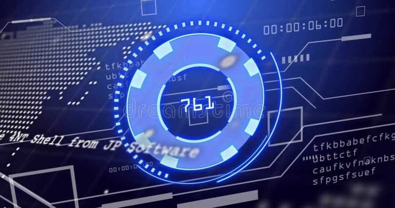 Futuristic Data Processing Animation with Circular Interface Over ...