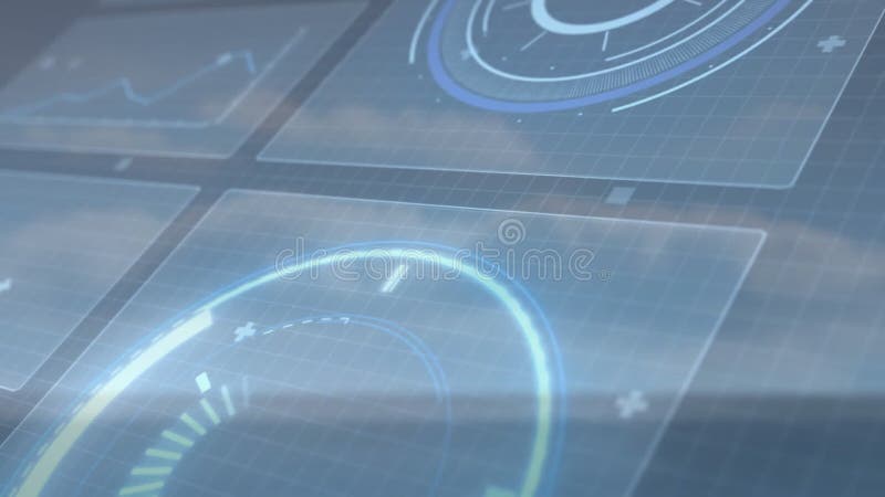 Futuristic Data Processing Animation with Graphs and Circular Interface Elements Stock Video ...