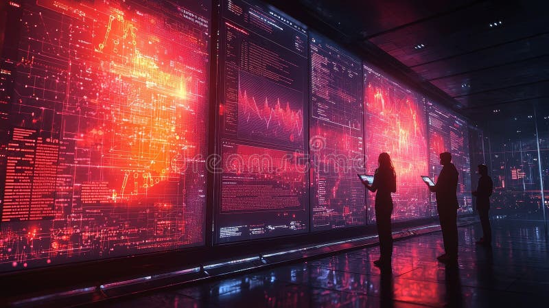 Futuristic Data Science Team Analyzing Digital Information on Large ... Futuristic Data Science Team Analyzing Digital Information on Large ...