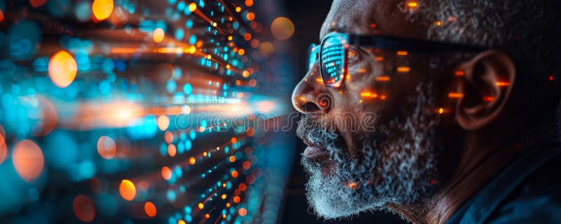 Futuristic Data Scientist Engineer Analyzing AI Algorithm Coding on ...