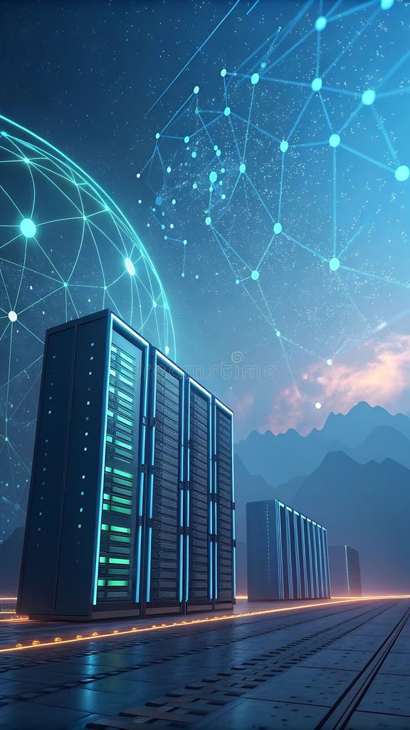 Futuristic Data Servers with Global Network Connection: High-Tech ...