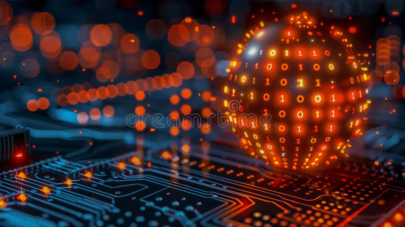 Futuristic Data Sphere on Circuit Board Stock Illustration - Illustration of circuitry, digital ...
