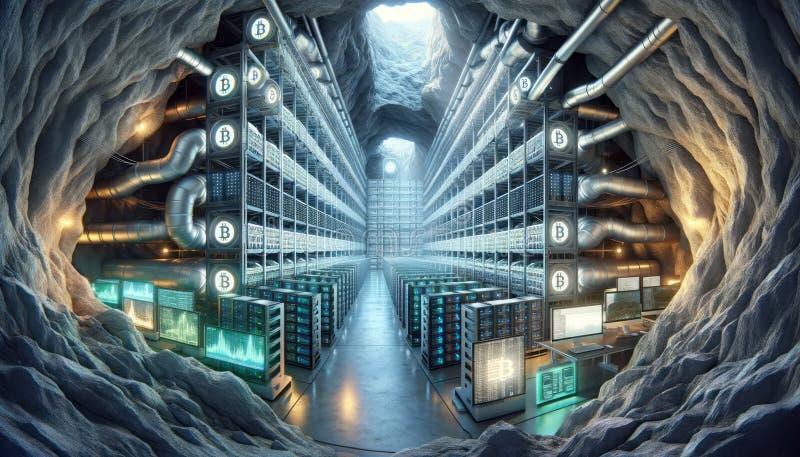 Futuristic Data Storage Cave Illustration Stock Image - Image of tech ...