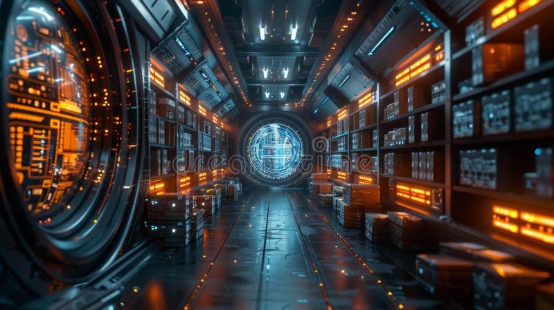 Futuristic Data Storage Corridor, Generative AI Stock Image - Image of ...