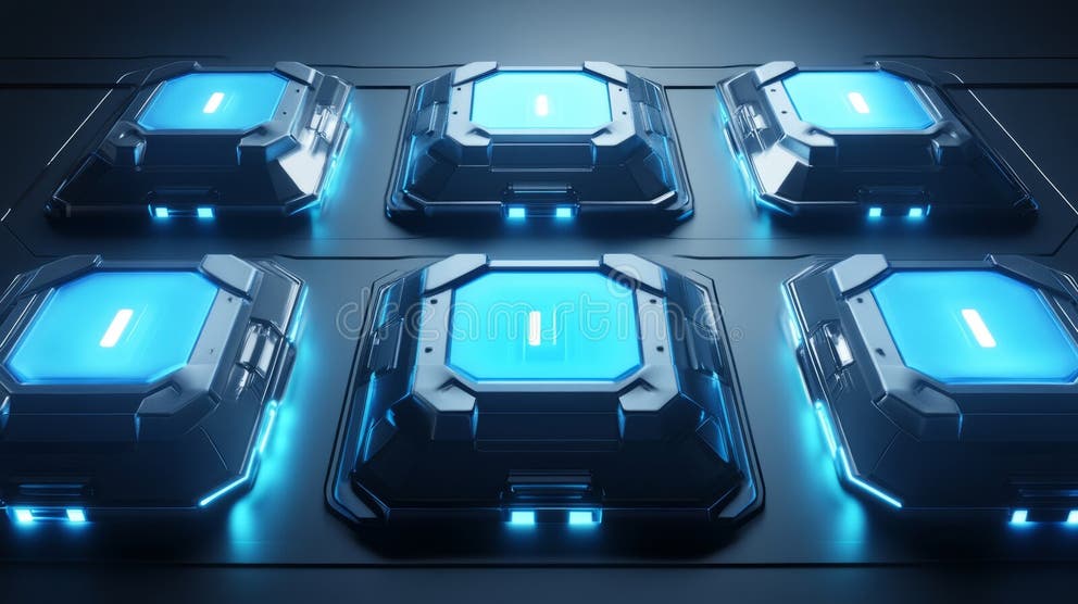 Futuristic Data Storage. Neon Cyber Technology Background Stock ...