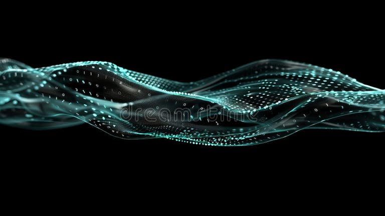 Futuristic Data Stream Abstract Background. Binary Code Waves ...