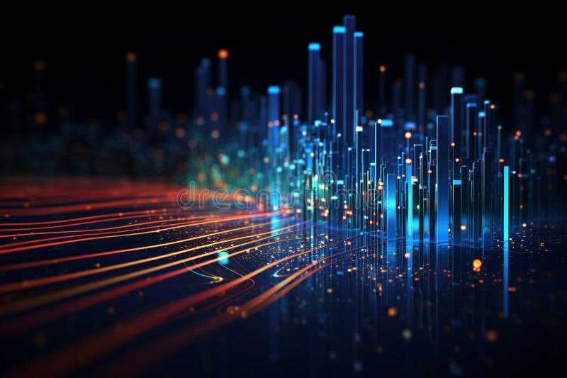 Futuristic Data Stream in Blue Glowing Light Stock Illustration ...