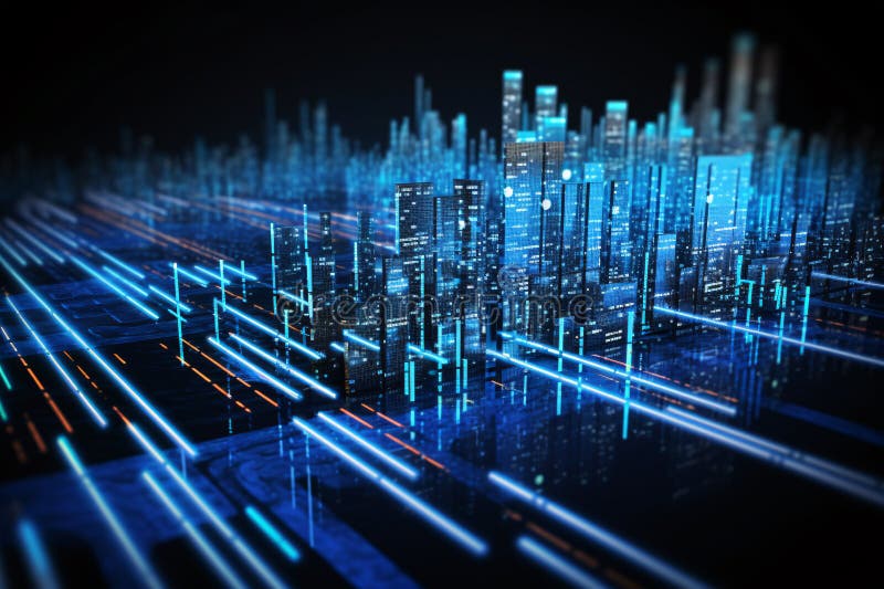 Futuristic Data Stream in Blue Glowing Light Stock Illustration ...