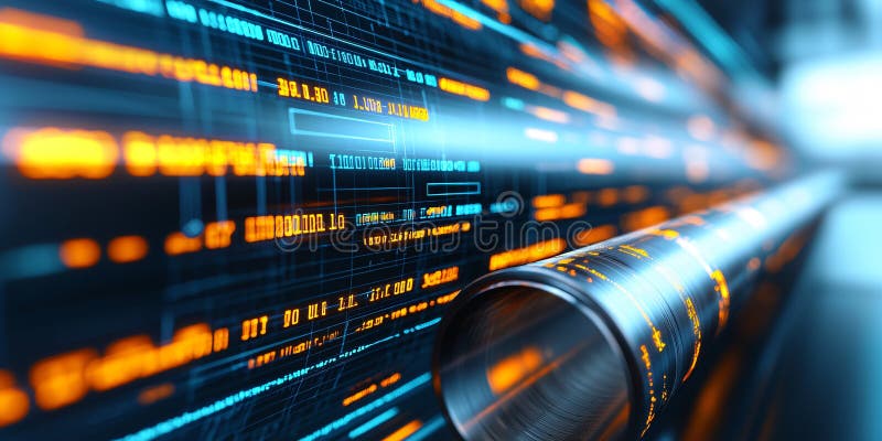 Futuristic Data Stream Digital Pipeline Technology Background Stock Illustration - Illustration ...