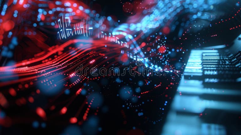 Futuristic Data Stream Flowing through Cyberspace with Keyboard ...