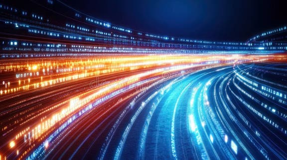 Futuristic Data Stream Flowing on Digital Highway, Representing Big ...