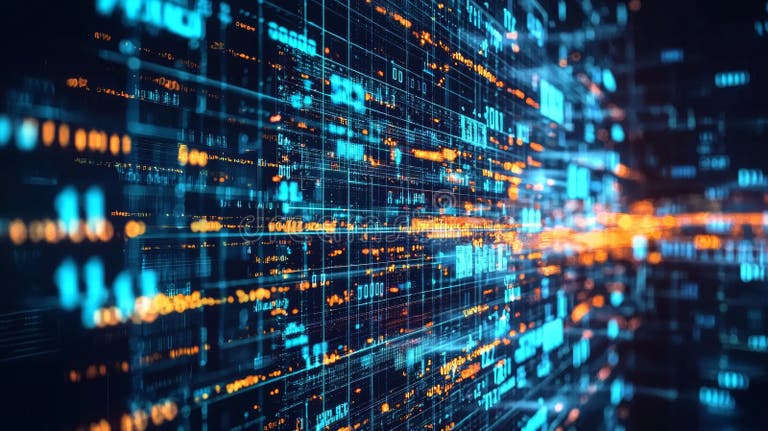 Futuristic Data Stream Flowing through a Digital Network Stock Photo ...