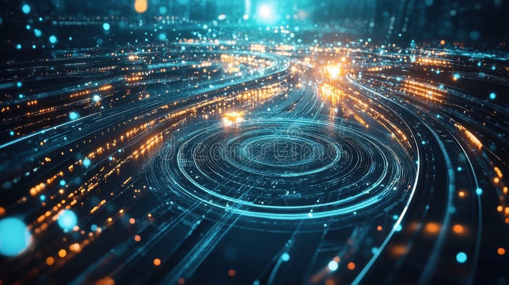 Futuristic Data Stream Flowing into Digital Vortex, Big Data Analysis ...