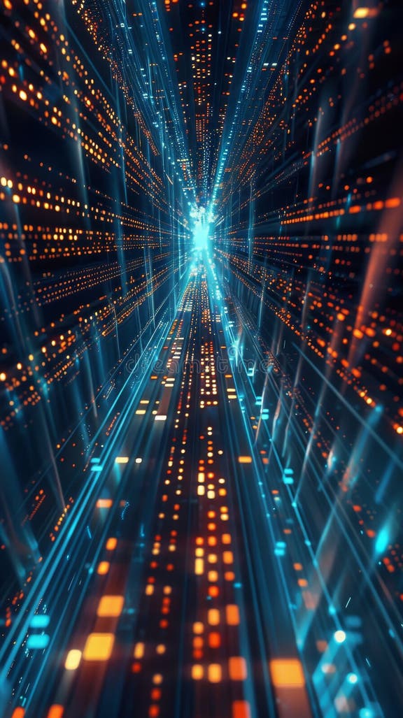 Futuristic Data Stream with Glowing Lines and Digital Elements Stock ...