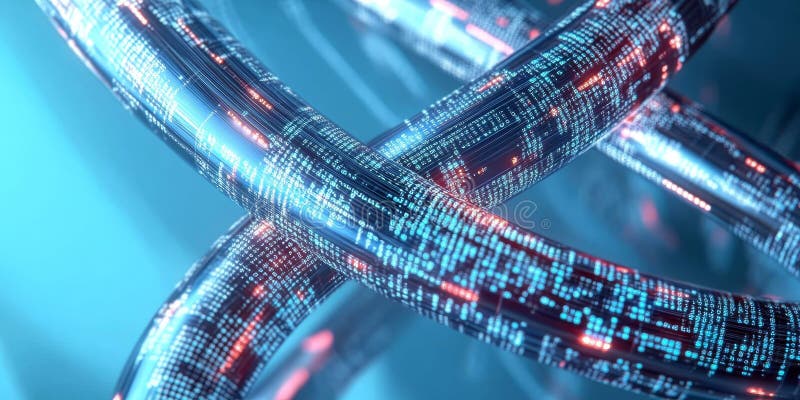 Futuristic Data Stream with Optical Fiber Cables and Modern Digital ...